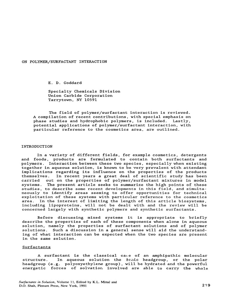 Goddard | PDF | Solvation | Surfactant