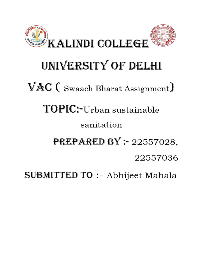 Report On Sanitation | PDF | Sanitation | Environmental Science