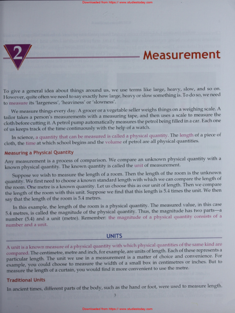 ICSE Class 6 Physics Chapter 02 Measurement Reference Content | PDF | Foreign Language Studies ...
