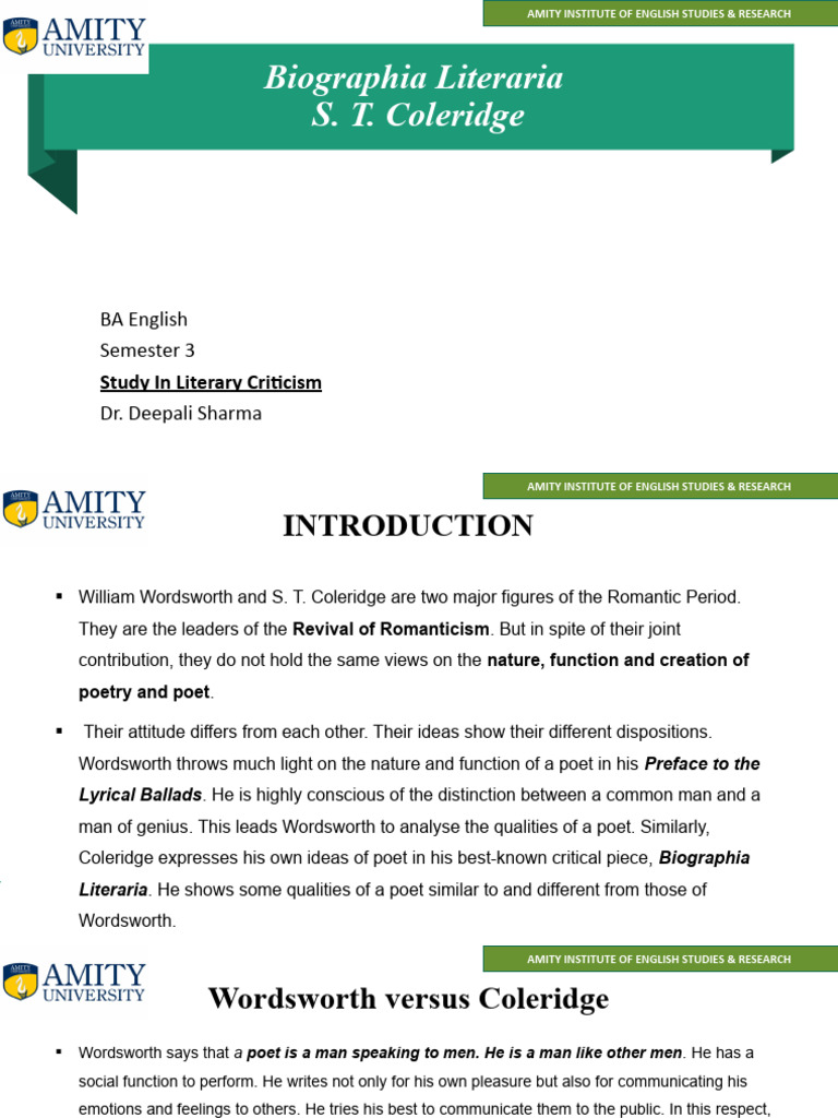 Fancy and Imagination | PDF | Samuel Taylor Coleridge | William Wordsworth