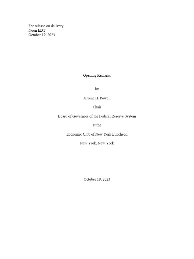 Jerome Powell Speech | PDF