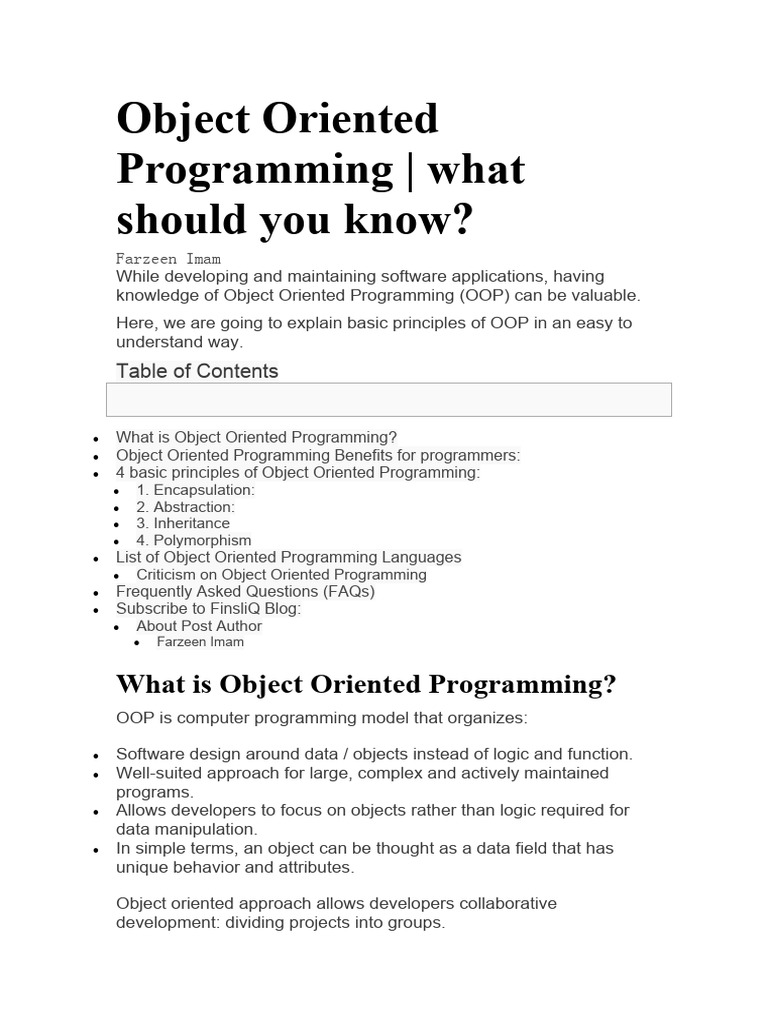 Object Oriented Programming | PDF | Object Oriented Programming | Class ... Object Oriented Programming | PDF | Object Oriented Programming | Class ...