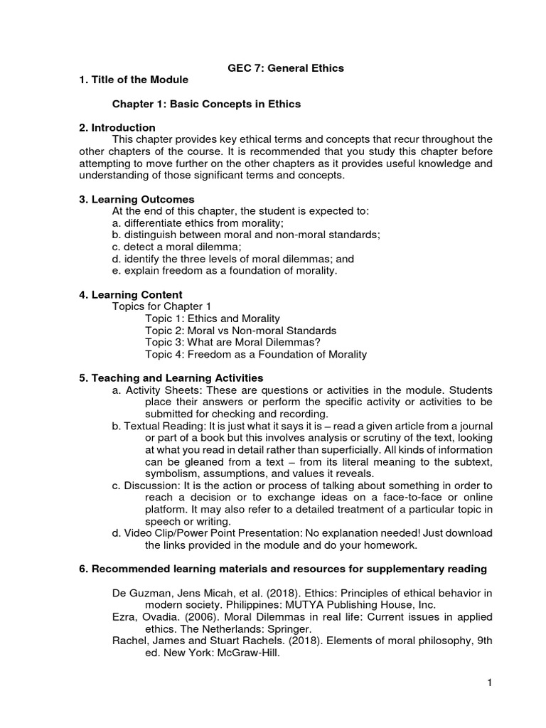 GEC7 Module Chapter 1 Topic 1 | PDF
