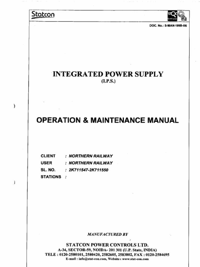 IPS Maintenence Manual Statcon Make | PDF