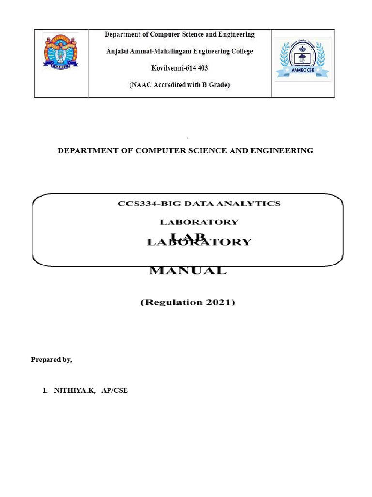 BIGDATA LAB MANUAL | PDF | Apache Hadoop | Matrix (Mathematics)