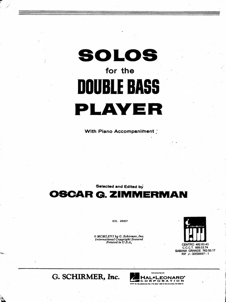 Zimmerman, Oscar - Double Bass Solos | PDF