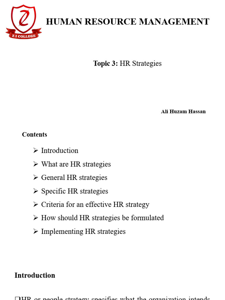 Topic 3 - HR Strategies | PDF