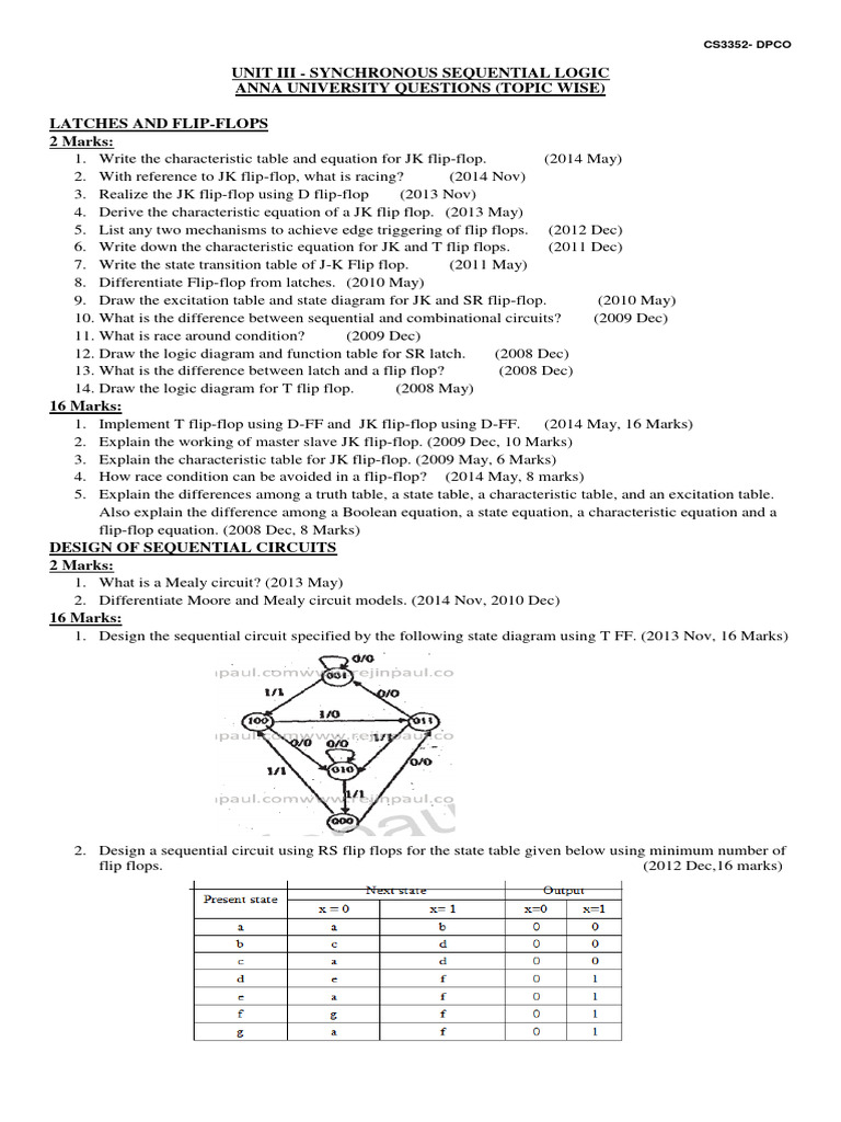 Synchrnous Sequential Logic UNIT-2 | PDF