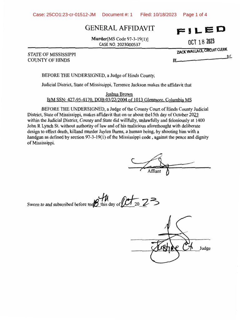 Joshua Brown Arrest Warrant 65314a3a488cb | PDF | Arrest Warrant ...