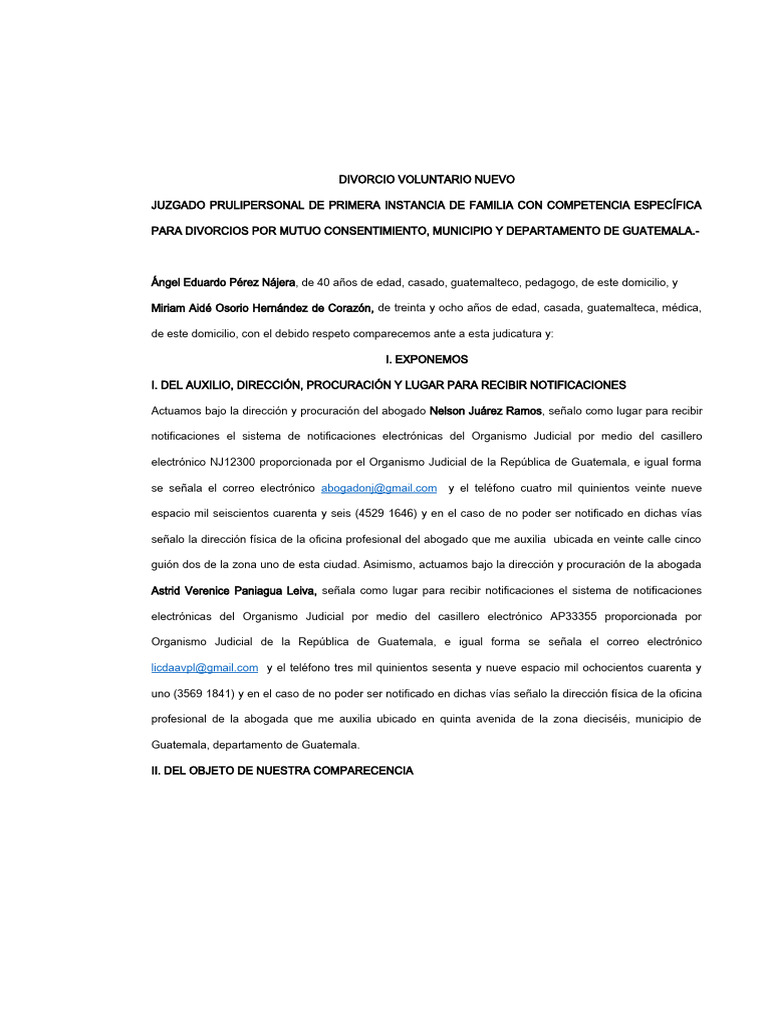 Divorcio Voluntario Por Mutuo Consentimiento-1 | PDF | Política ...