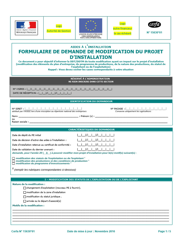 Cerfa 15630-01 | PDF