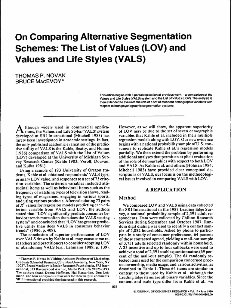 VALS Framework | PDF