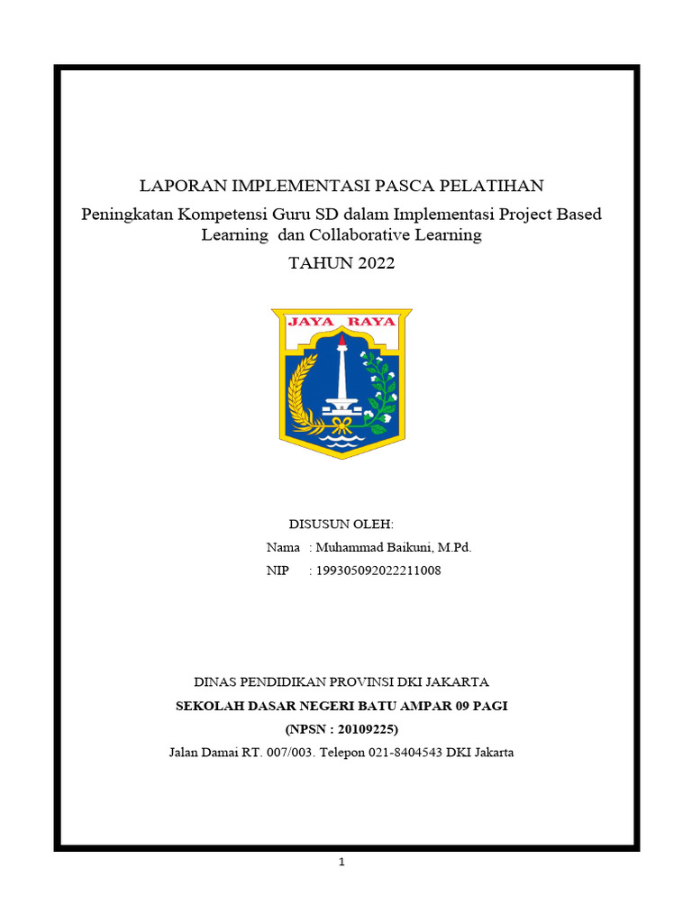 Format Laporan Implementasi Pasca Pelatihan | PDF