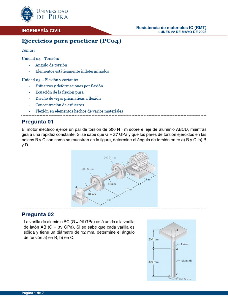 Ejercicios Torsión y Flexión | PDF