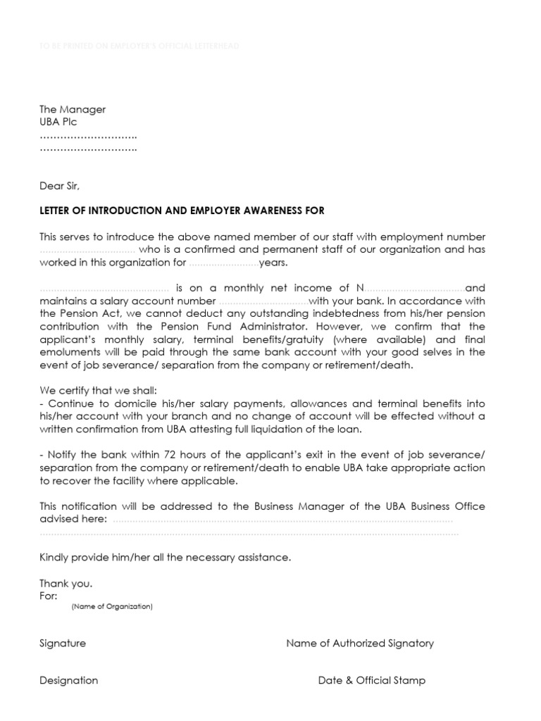 U Advance Letter of Awareness CUSTOMER | PDF