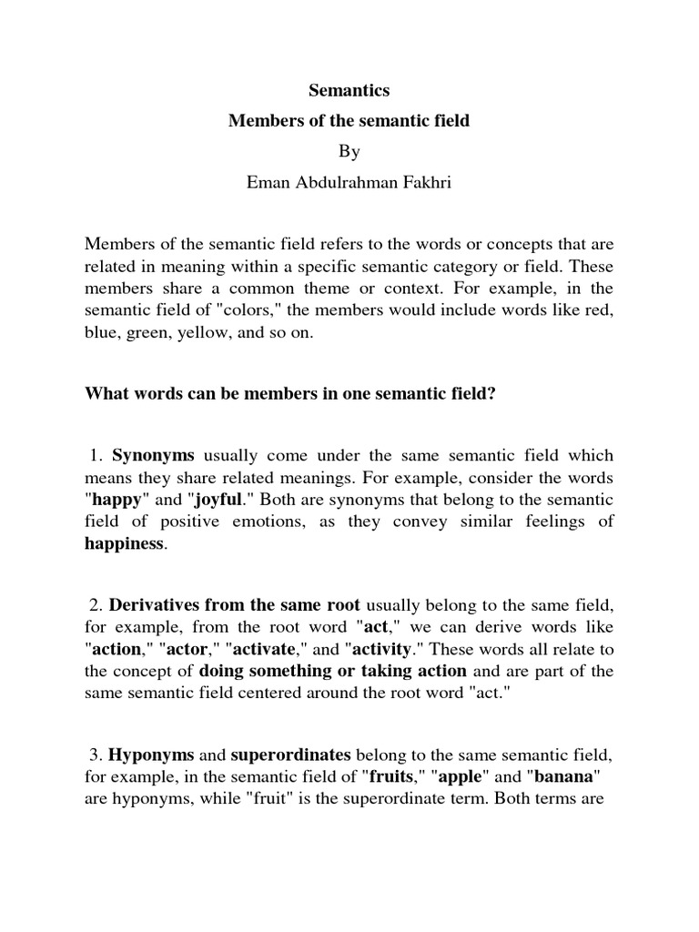 Members of The Semantic Fields | PDF