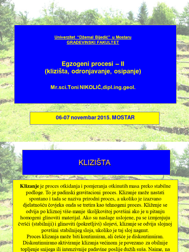 Egzogeni Procesi - Ii (Klizišta, Odronjavanje, Osipanje) : MR - Sci ...