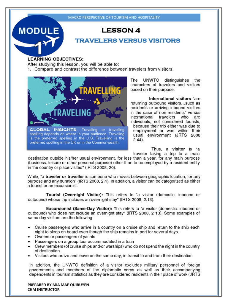 CTHM Tourism Lesson 4 | PDF