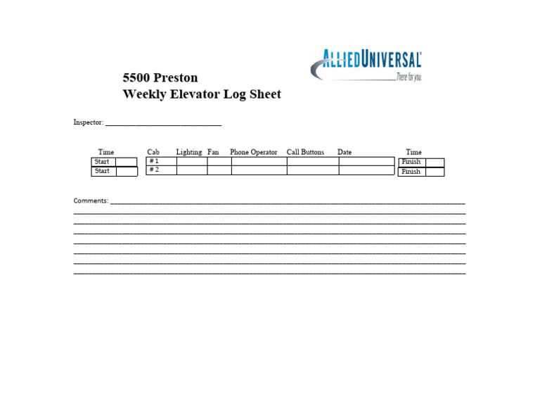 Weekly Elevator Inspection (Master) | PDF | Finance & Money Management