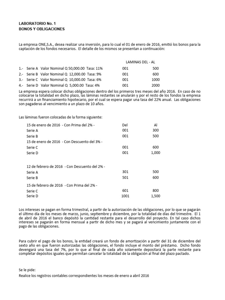 Registro Contable de Bonos 2016 | PDF