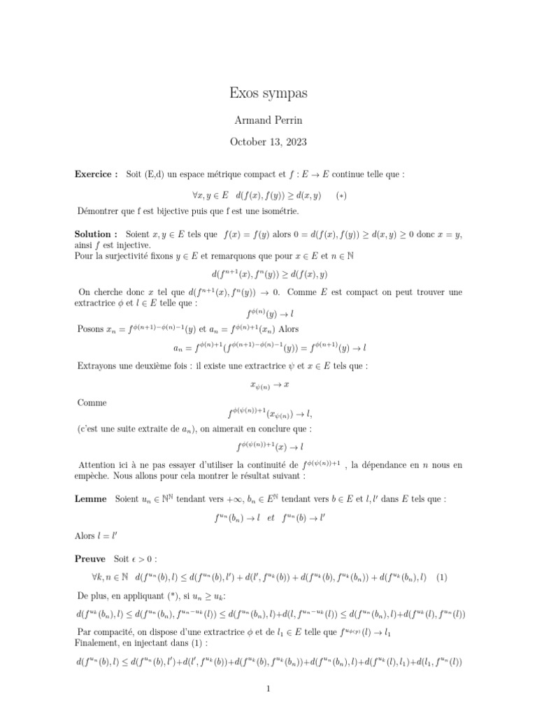 Exos Sympas Corrigés | PDF | Logique mathématique | Analyses