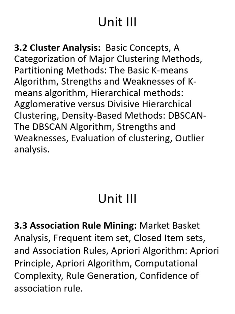 Clustering & Association Mining Basics | PDF | Teaching Methods & Materials