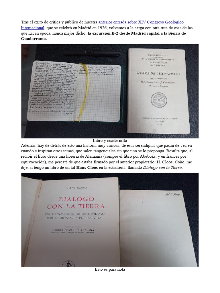 Rutas Vintage: 1926, Sierra de Guadarrama (I) Hans Cloos in Memoriam ...