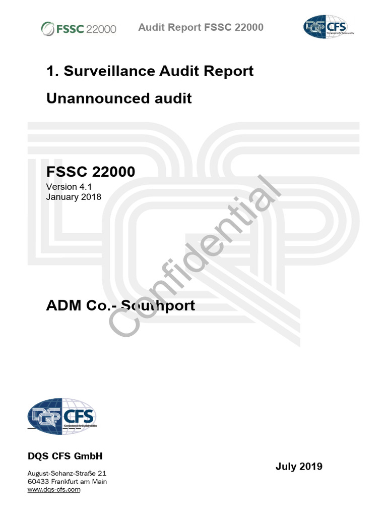 ADM - GFSI - Audit Report | Download Free PDF | Hazard Analysis And ...
