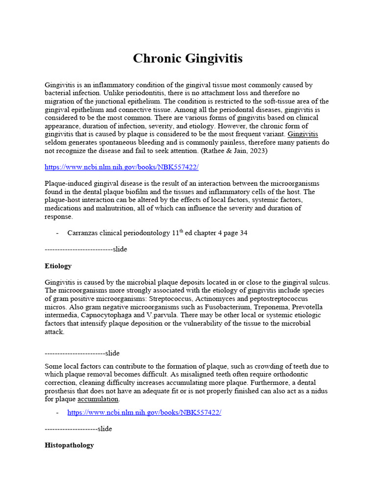 Chronic Gingivitis Pres | PDF | Periodontology | Oral Hygiene