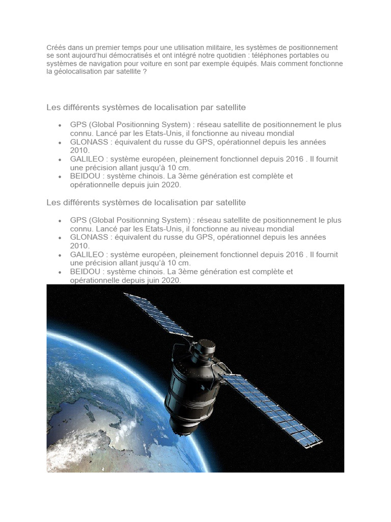 Lancement du premier satellite GPS | PDF | Système de positionnement ...