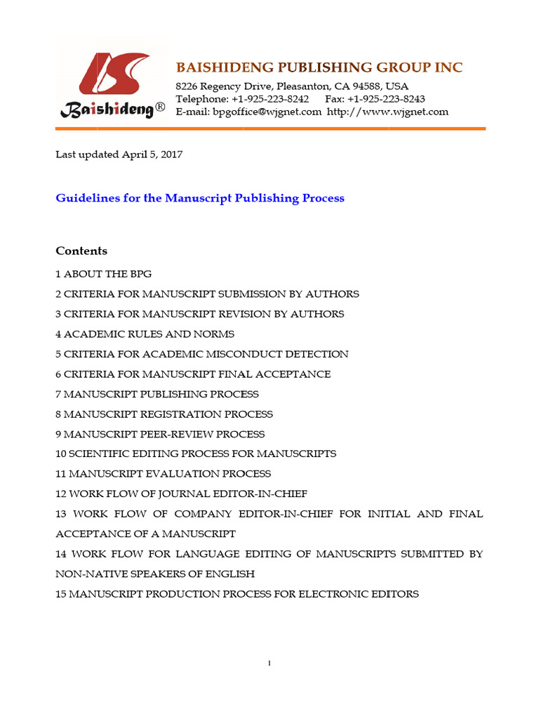 Guidelines For Manuscript Publishing Process | PDF