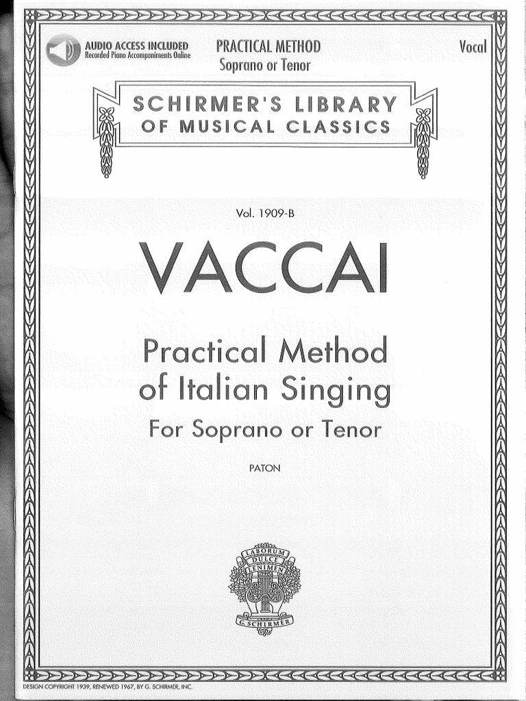 Vaccai - Metodo Practico - Soprano o Tenor | PDF