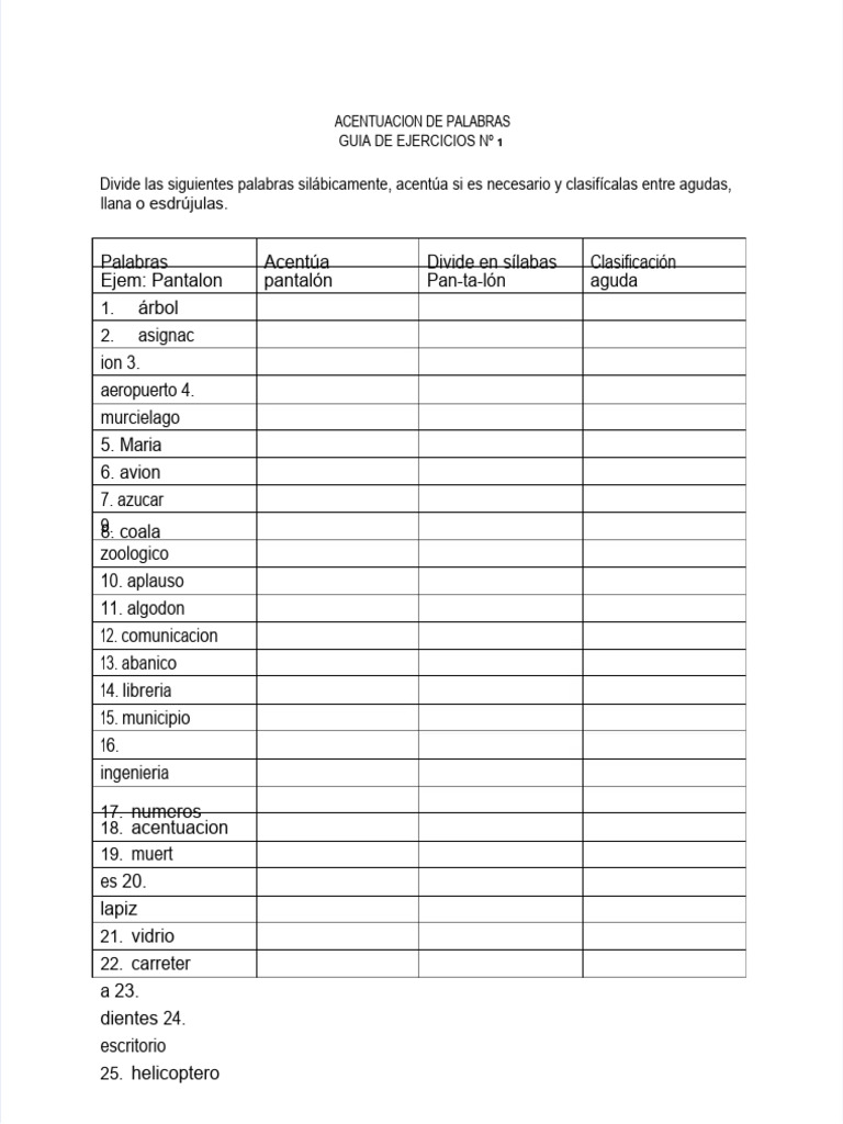 PDF Acentuacion de Palabras Ejercicios - Compress | PDF