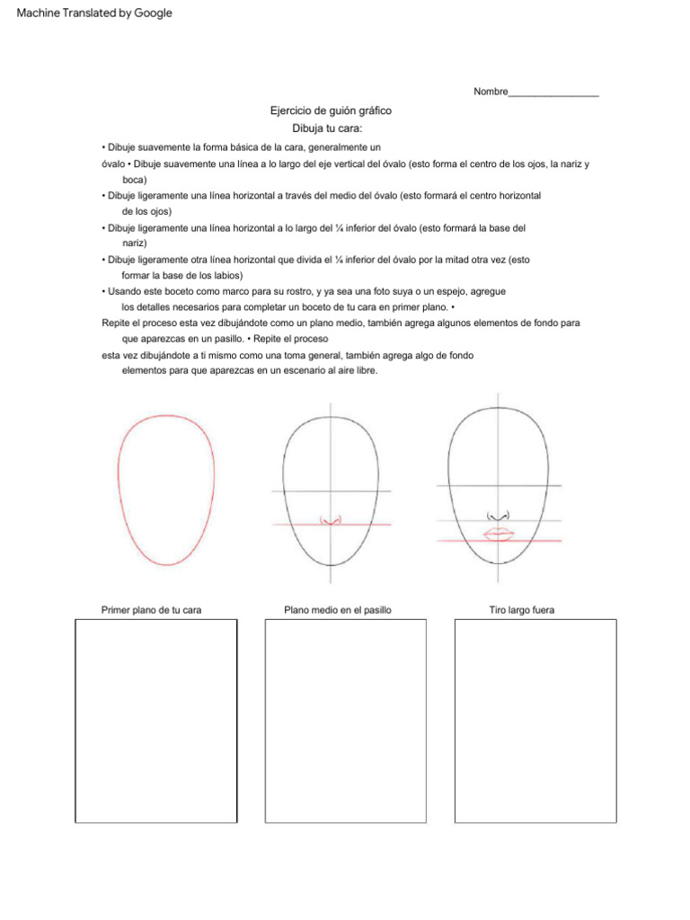 Storyboarding Exercise. Draw Your Face - Cobequid Educational Centre | PDF