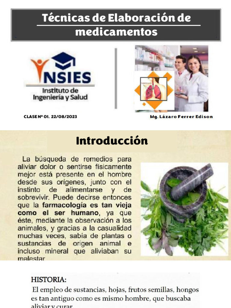 CLASE N° 01 TECNICAS DE ELABORACIÓN DE MEDICAMENTOS | PDF