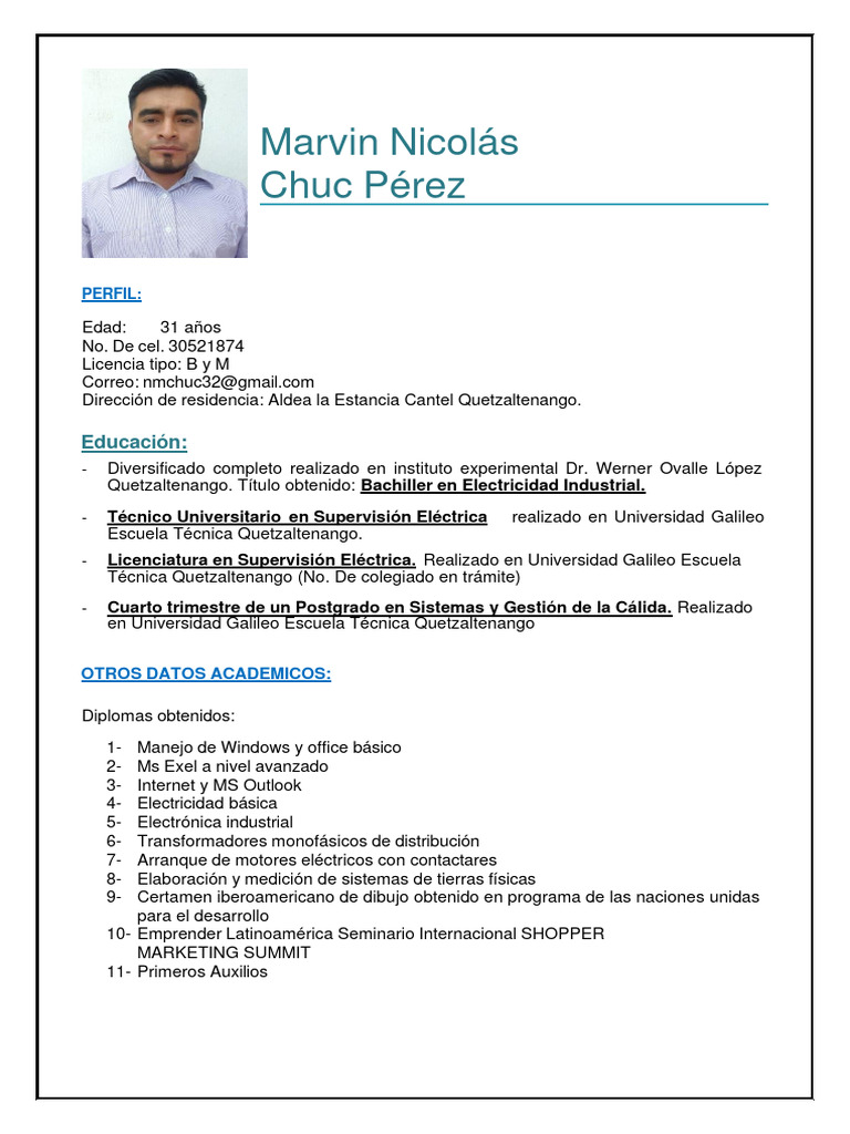 TERNA -CV Marvin Nicolas Chuc Perez | PDF
