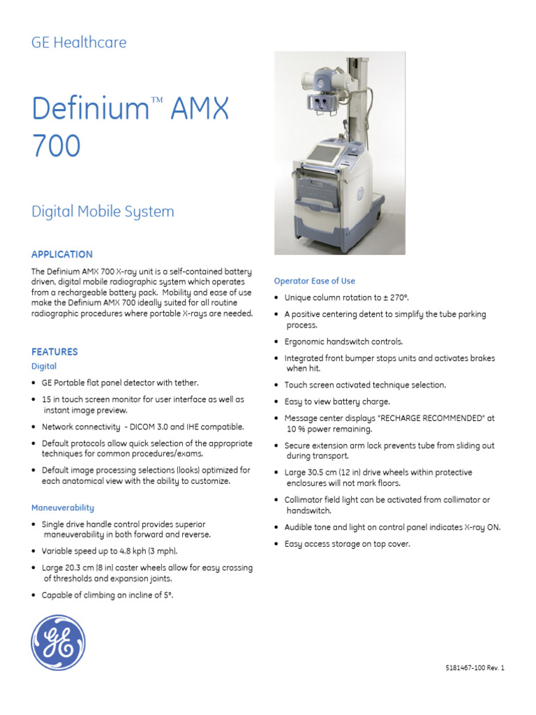 Definium AMX 700: GE Healthcare | PDF