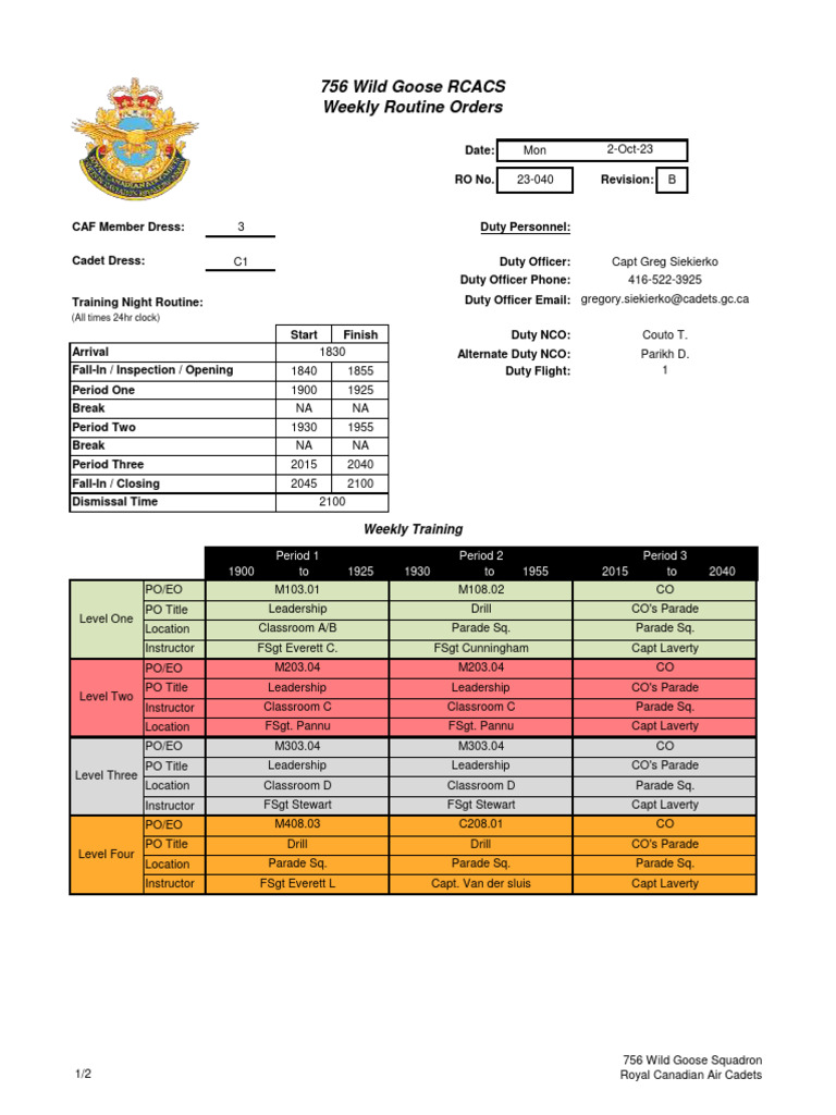 Weekly Routine Orders 02-Oct-23 Ver B | PDF | Defense Policy | Military ...