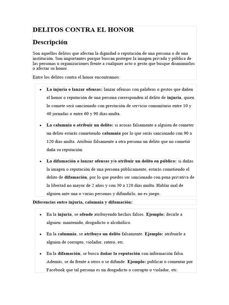 Delitos Contra El Honor | PDF