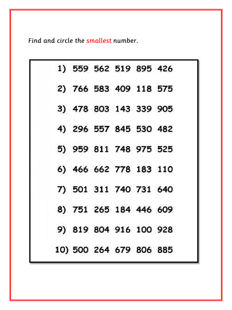 Find The Smallest and Largest Numbers | PDF