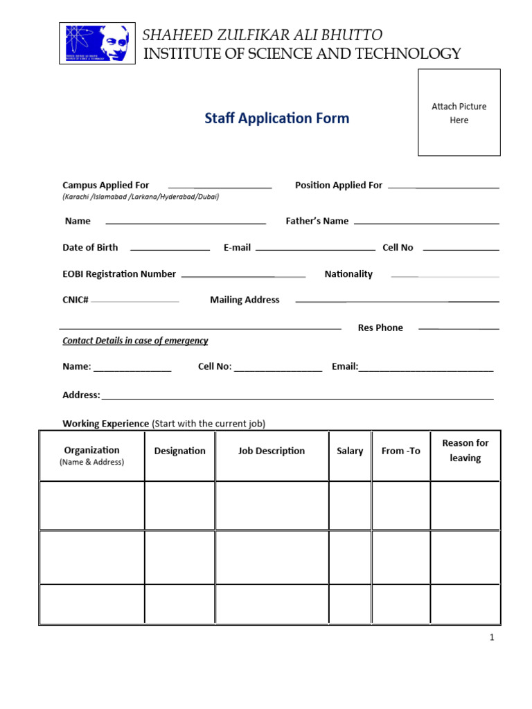 Staff Application Form 1 | PDF | Employment | Business