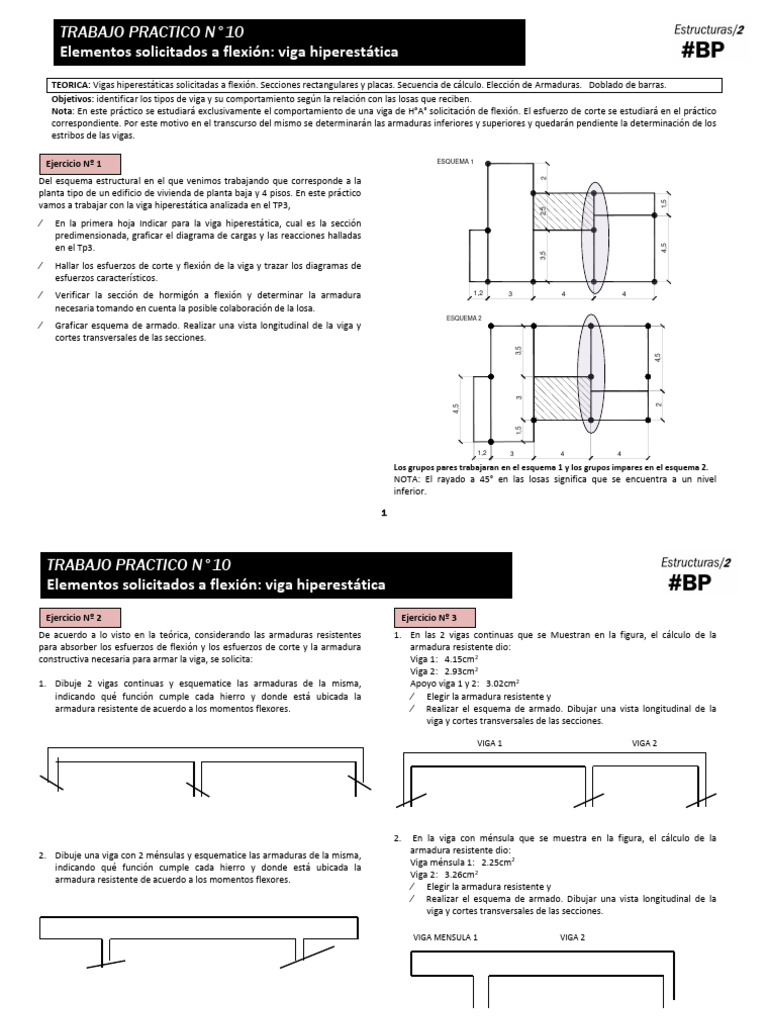 E2-Pedro - TP10 - Viga Hiperestatica Solicitadas A Flexión | PDF | Viga (Estructura) | Braguero