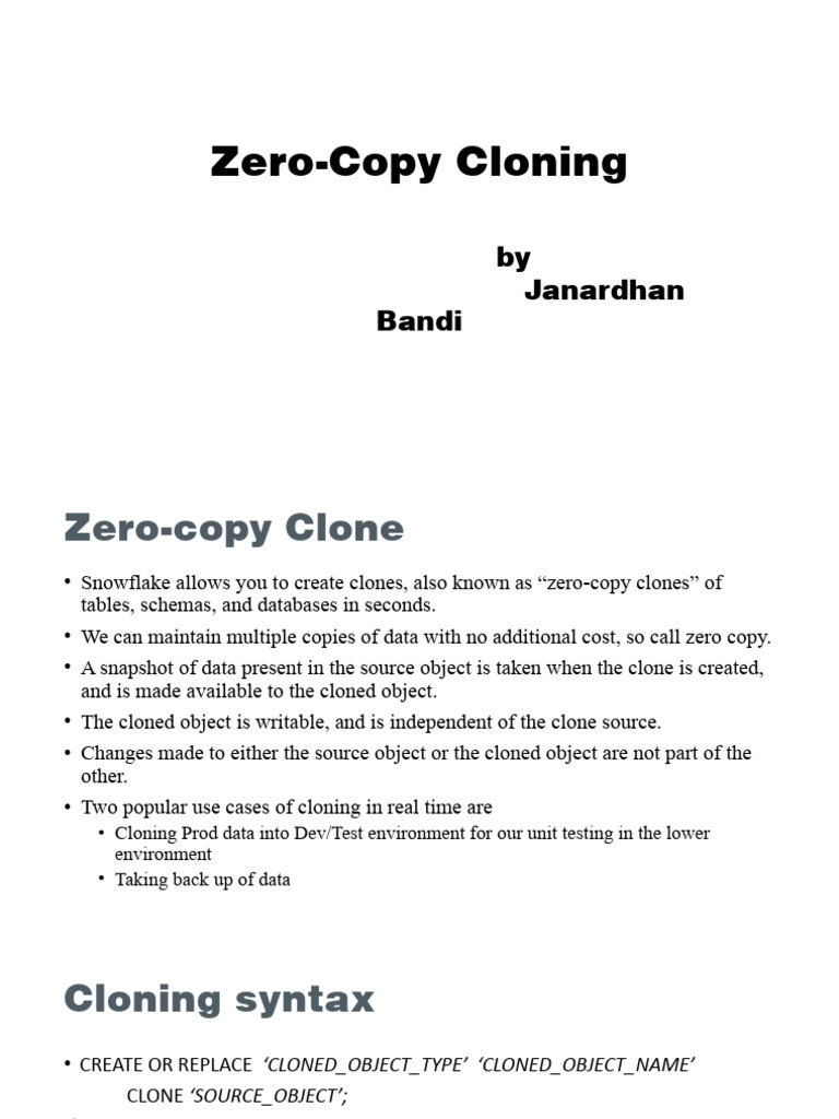 Zero-Copy Cloning in Snowflake | PDF