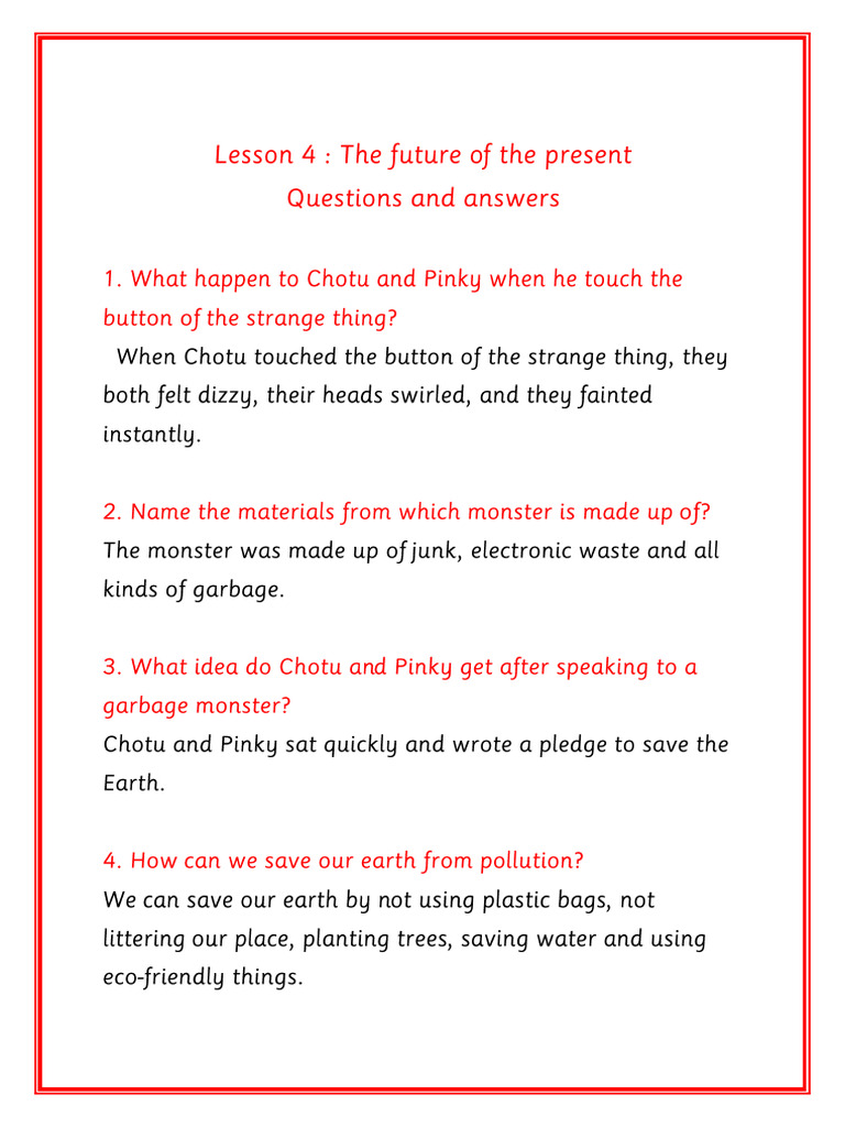 The Future of Present - Questions and Answers | PDF