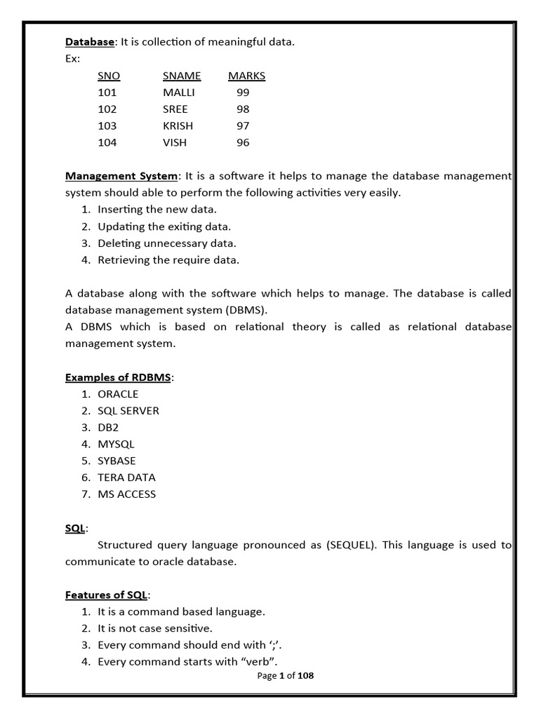 Oracle Sql Pdf Relational Database Sql 