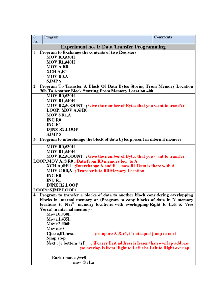 Lab Programs - Part A and Part B Microcontroller | Download Free PDF ...
