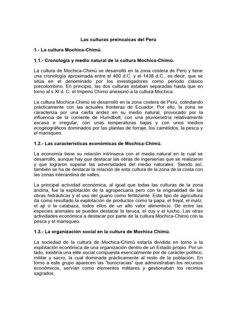 Las culturas preincaicas del Perú | PDF