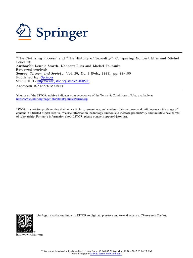 "The Civilizing Process" and "The History of Sexuality": Comparing ...