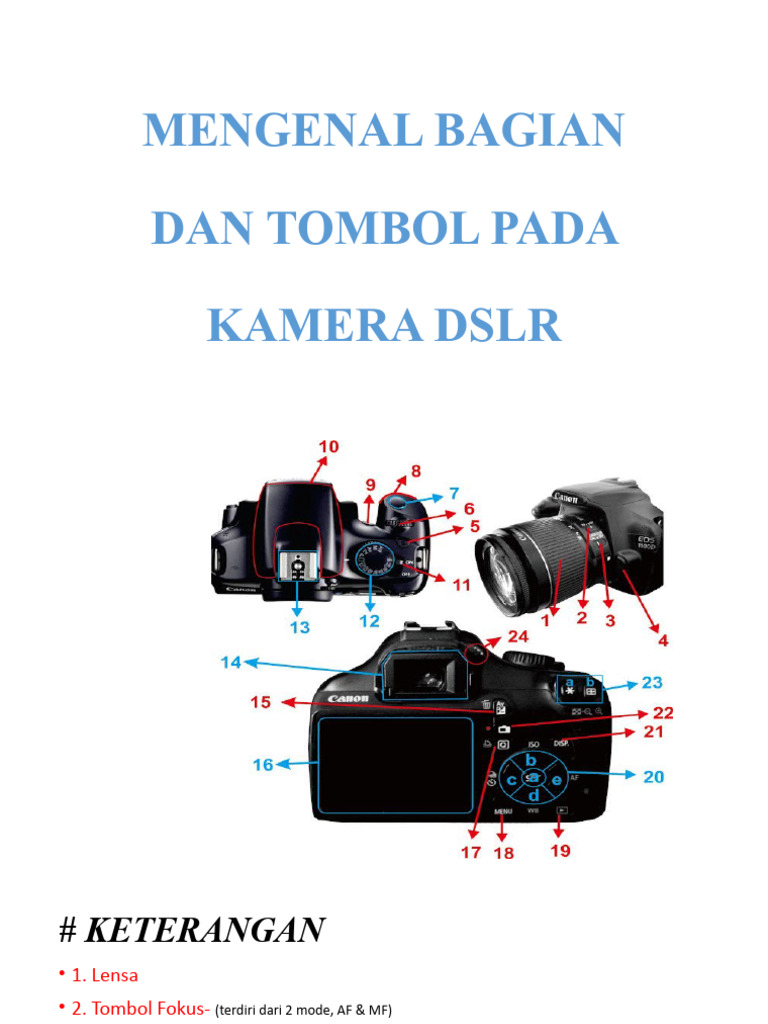 Mengenal Bagian Dan Tombol Pada Kamera DSLR | PDF Mengenal Bagian Dan Tombol Pada Kamera DSLR | PDF