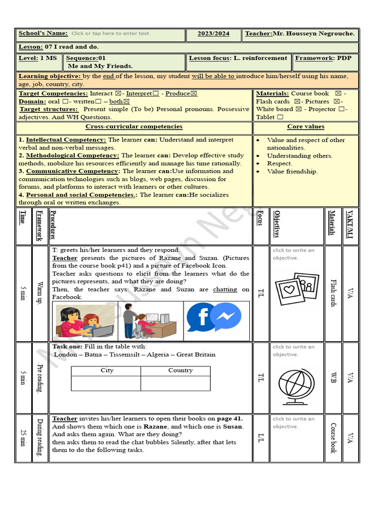 Sequence 01 - Lesson 07 Reading by - Negrouche | PDF | Learning | Communication